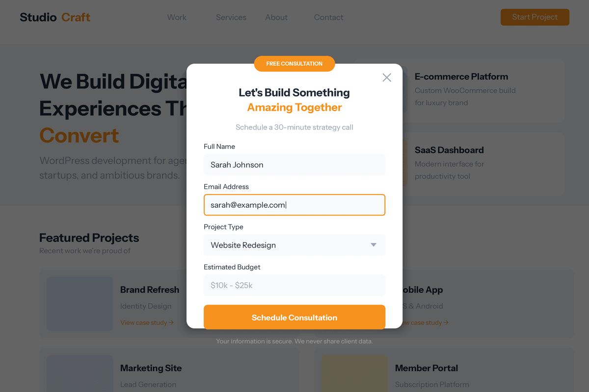 Beaver Builder Forms Popups - WordPress Page Builder Integration