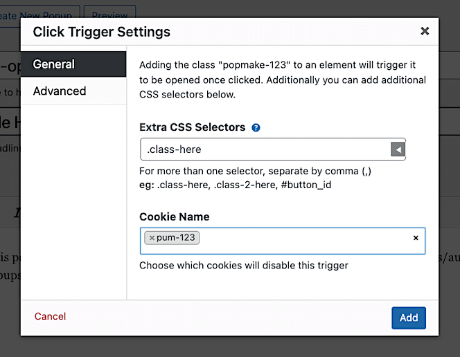 Click Trigger Settings Cheat Sheet - Popup Maker
